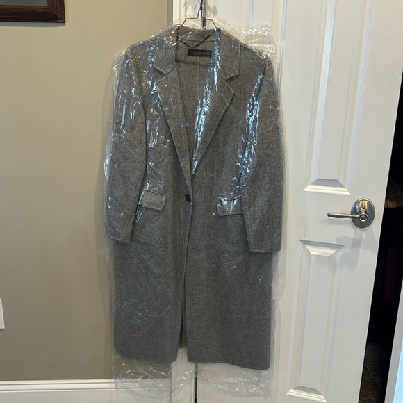 Zara | Jackets & Coats | Zara Gray Herringbone Long Coat | Poshmark